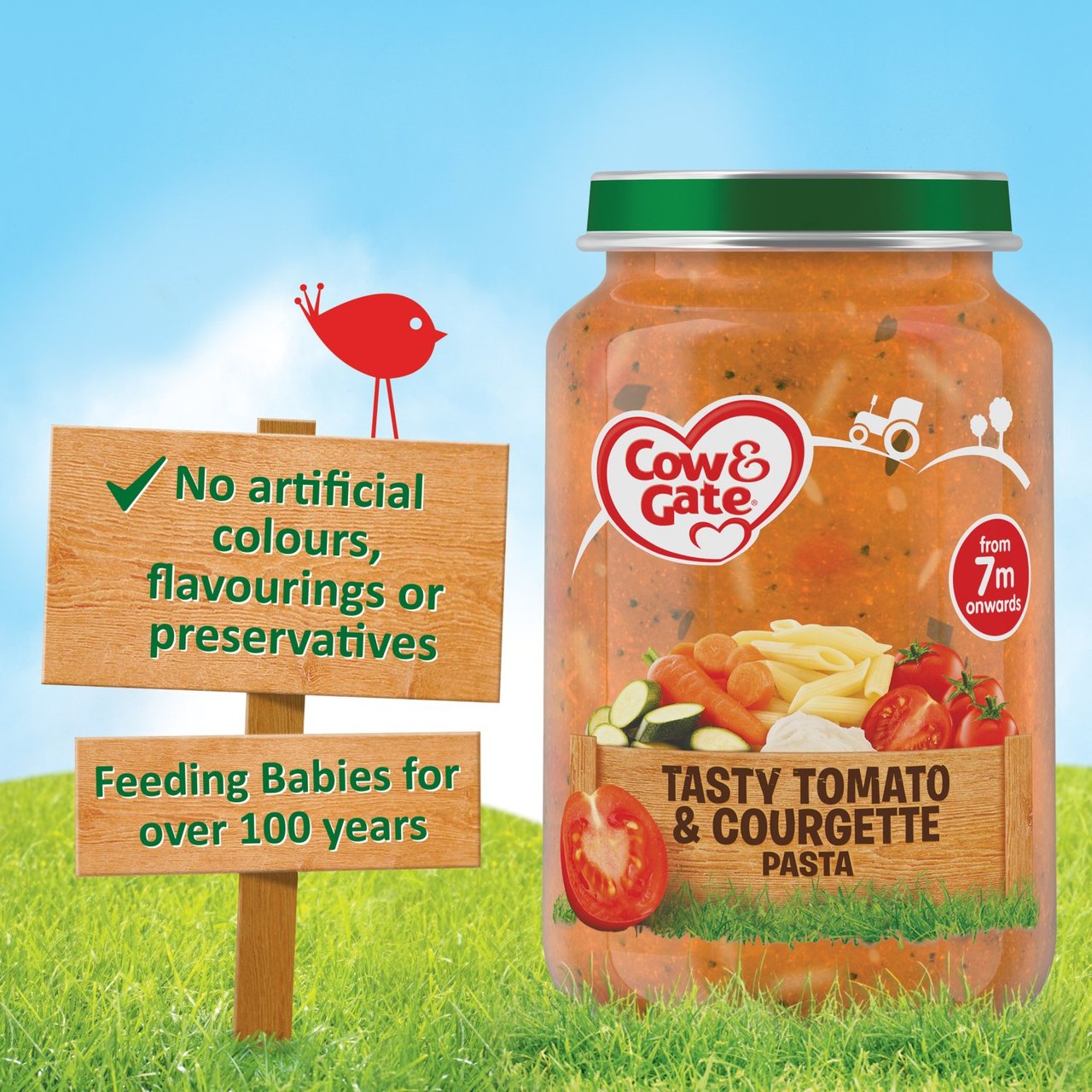 Cow & Gate Tasty Tomato & Courgette Pasta Baby Food Jar 7m+ 200g c ...