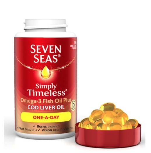Seven Seas Simply Timeless Cod Liver Oil One-a-Day – 120 Capsules ...