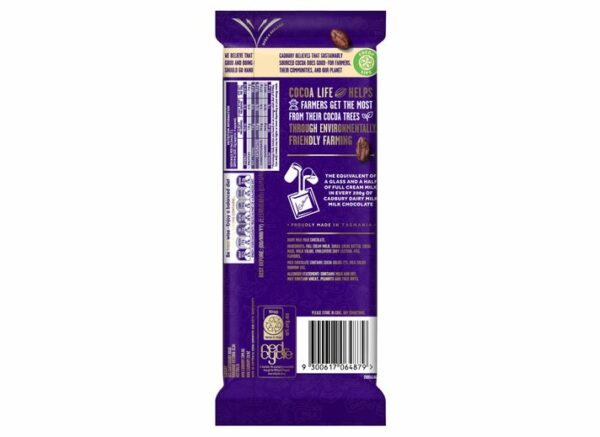 Cadbury Dairy Milk Chocolate 180g back | Britannia.lk
