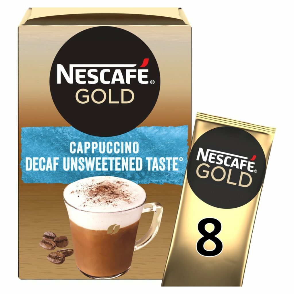 Nescafe Gold Cappuccino Decaf Unsweetened Instant Coffee 8 x Sachets ...
