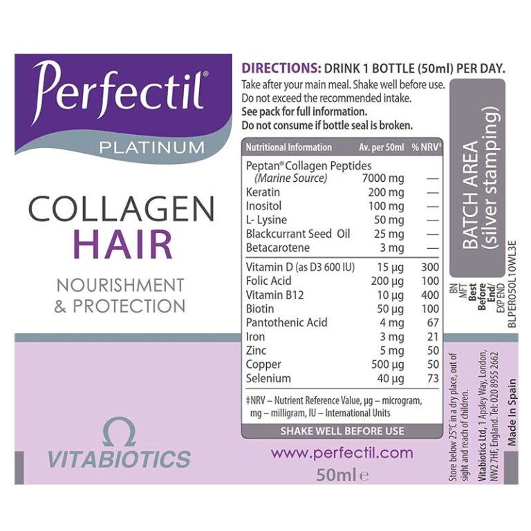 Vitabiotics Perfectil Platinum Collagen Hair Drink 10 x 50ml Bottles ...