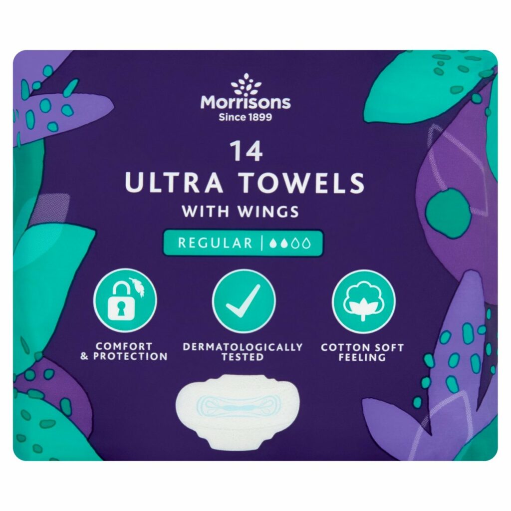 Morrisons Normal Ultra Towels with Wings 14s | Britannia.lk