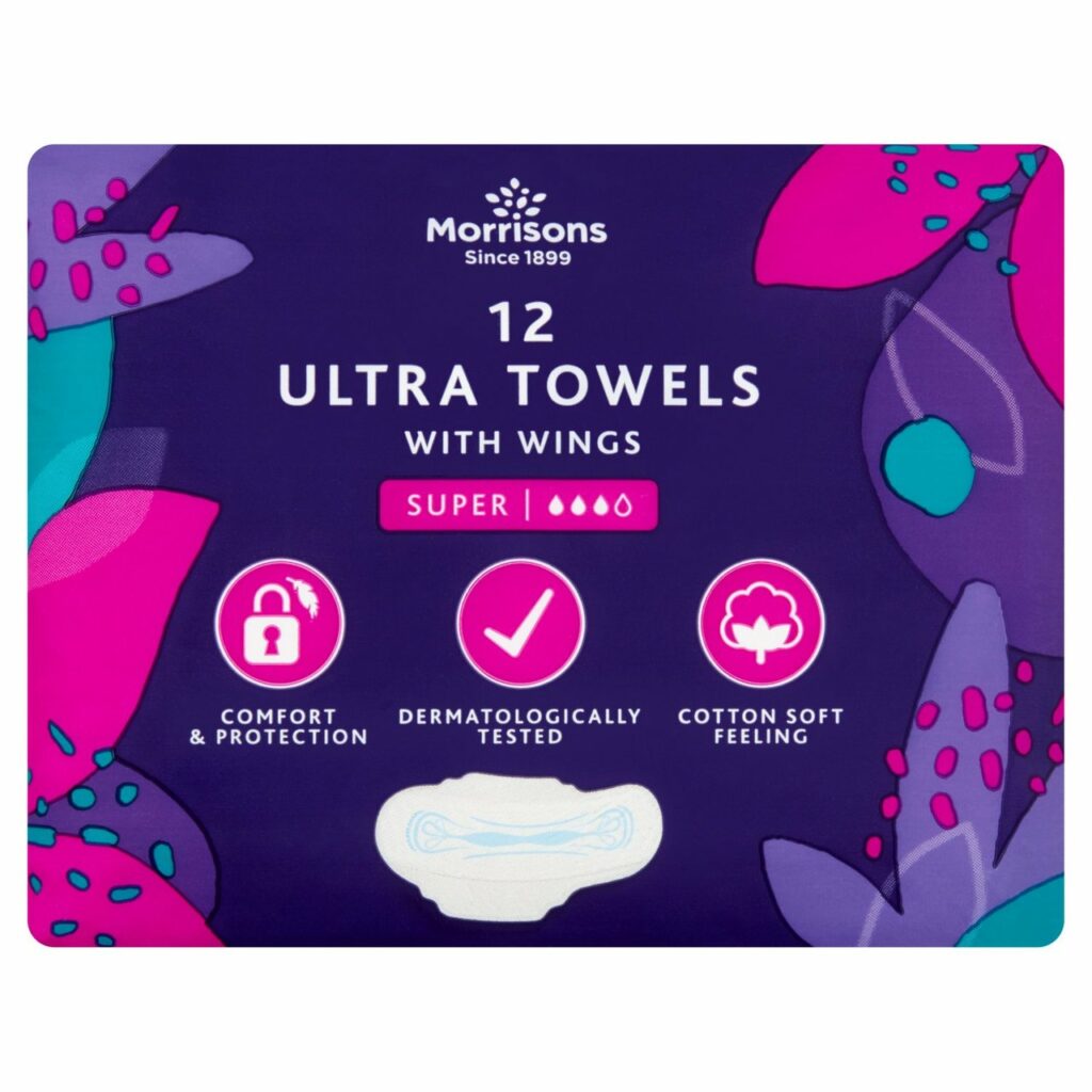 Morrisons Super Ultra Towels with Wings 12 per pack | Britannia.lk